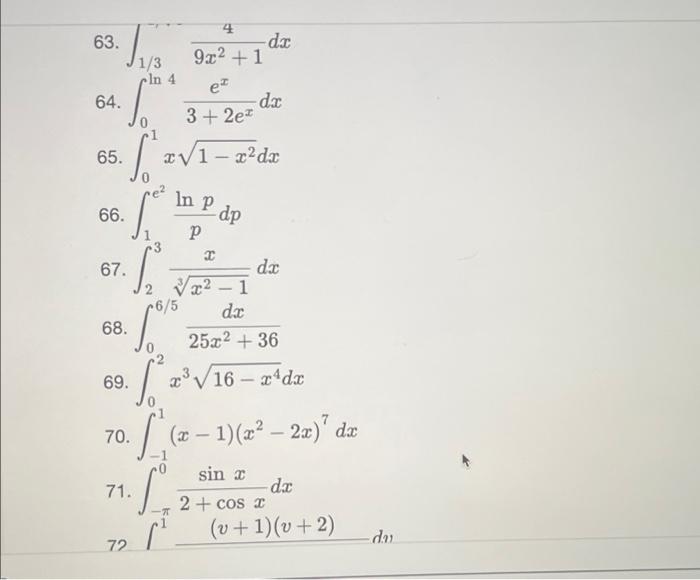 45-74. Definite integrals Use a change of variables | Chegg.com