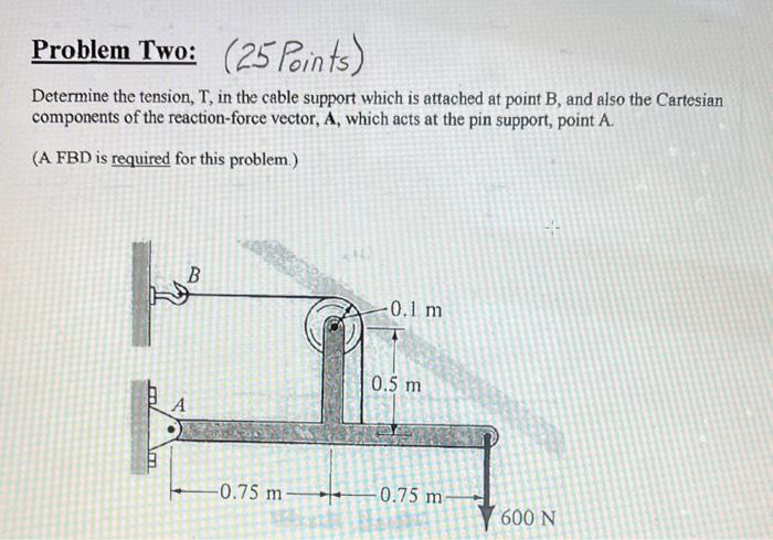 Solved Problem Two: (25Points) Determine the tension, T, in | Chegg.com