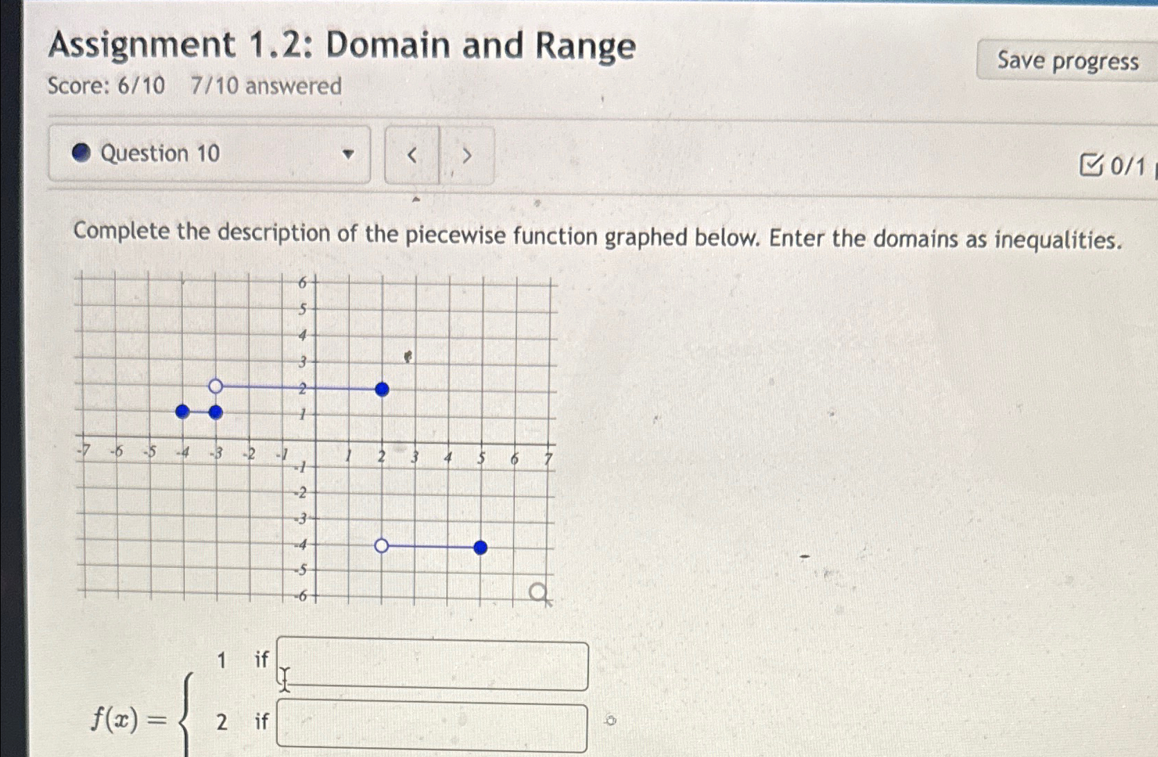Solved Assignment 1.2: Domain and RangeScore: 610,710 | Chegg.com