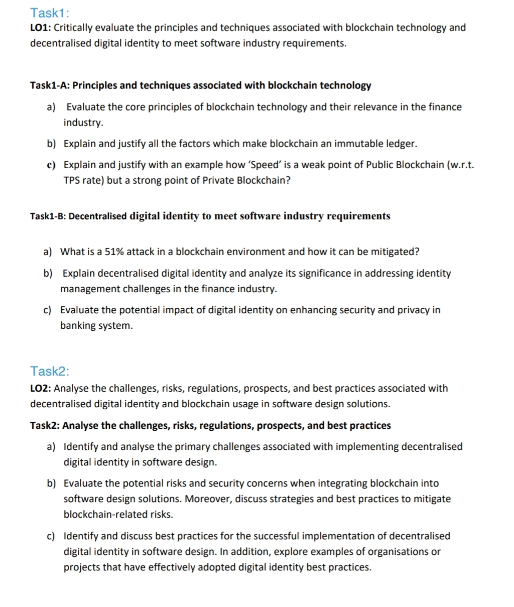 Solved Task1:LO1: Critically evaluate the principles and | Chegg.com