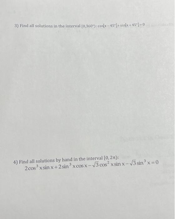 Solved 3) Find all solutions in the interval | Chegg.com