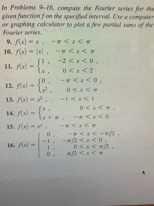 Solved In Problems 9-16, compute the Fourier series for the | Chegg.com