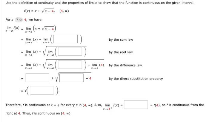 Solved Use the definition of continuity and the properties | Chegg.com