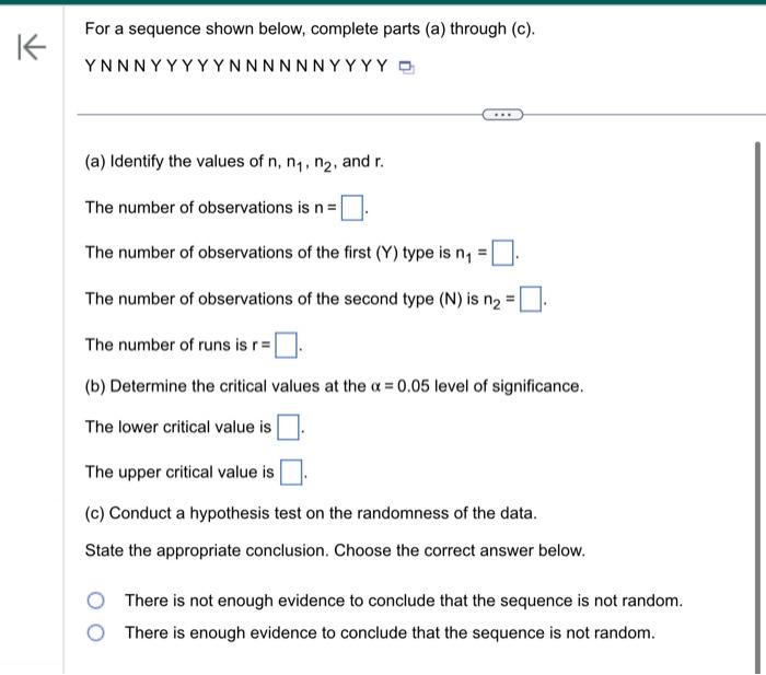 Solved For a sequence shown below, complete parts (a) | Chegg.com