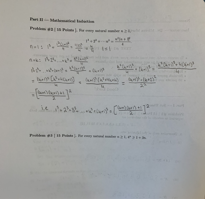 Solved Part II - Mathematical Induction Problem #2 ( 15 | Chegg.com