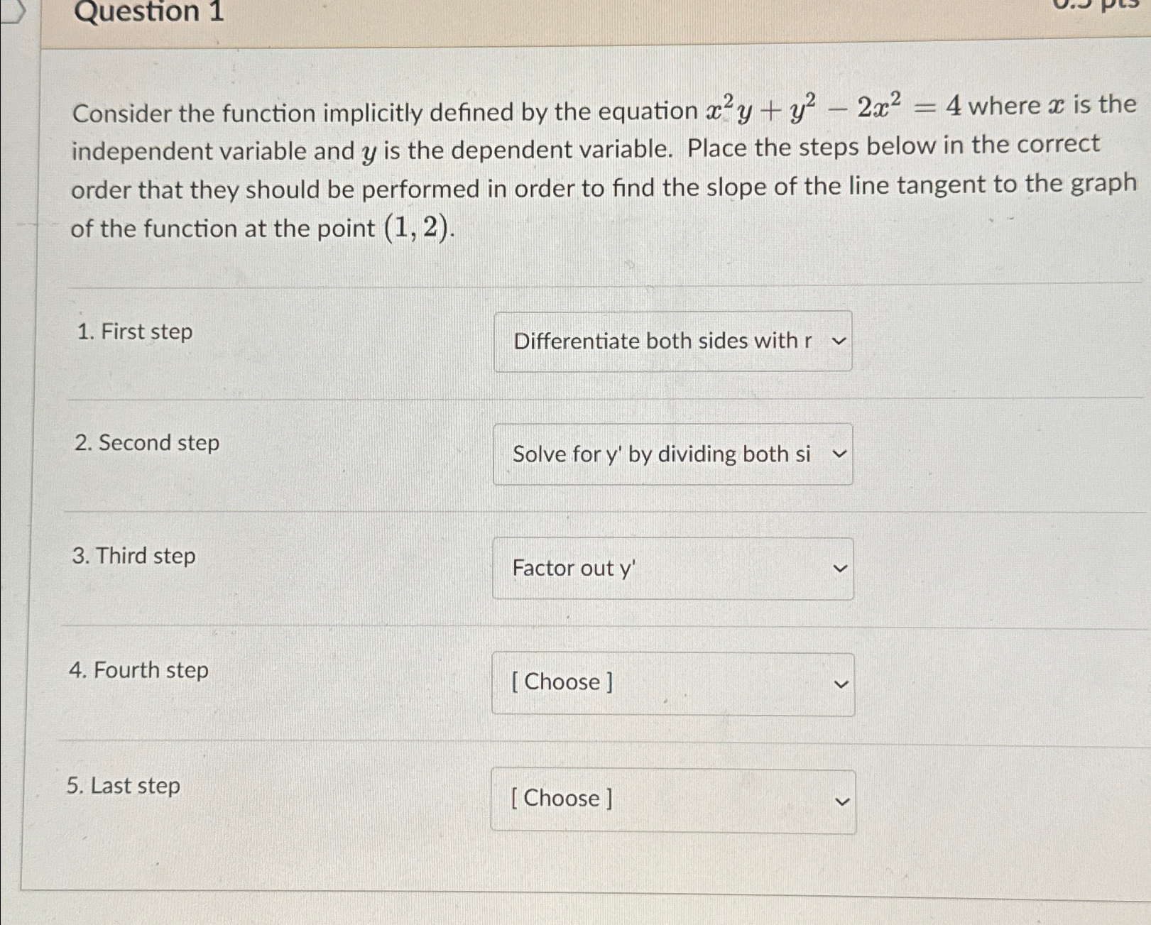Solved Question 1consider The Function Implicitly Defined By 