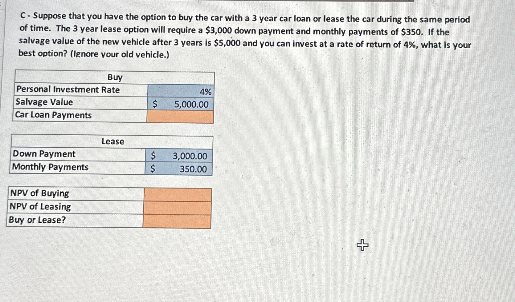 C- ﻿Suppose that you have the option to buy the car | Chegg.com