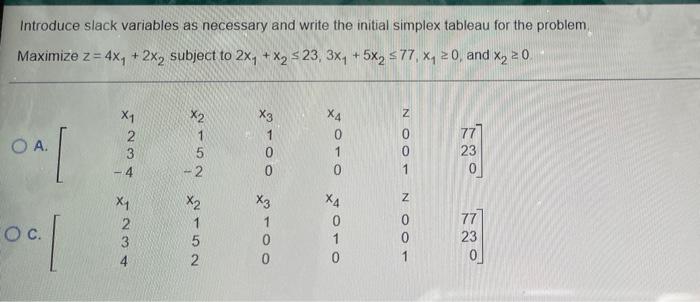 Solved Introduce slack variables as necessary and write the | Chegg.com