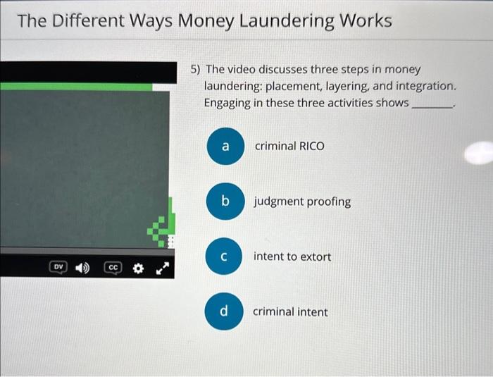 Solved The Different Ways Money Laundering Works 5) The | Chegg.com