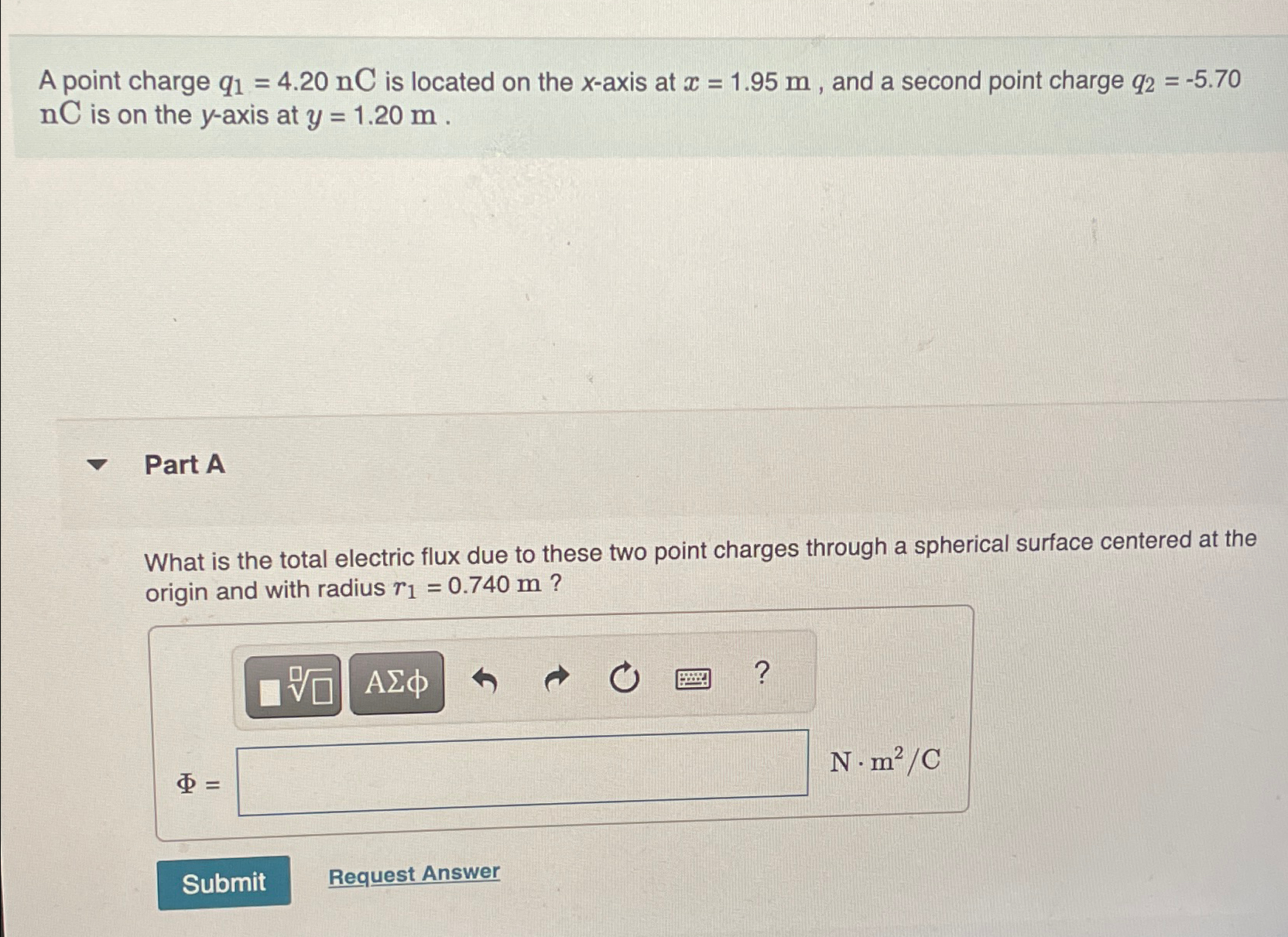 Solved A point charge q1=4.20nC ﻿is located on the x-axis at | Chegg.com