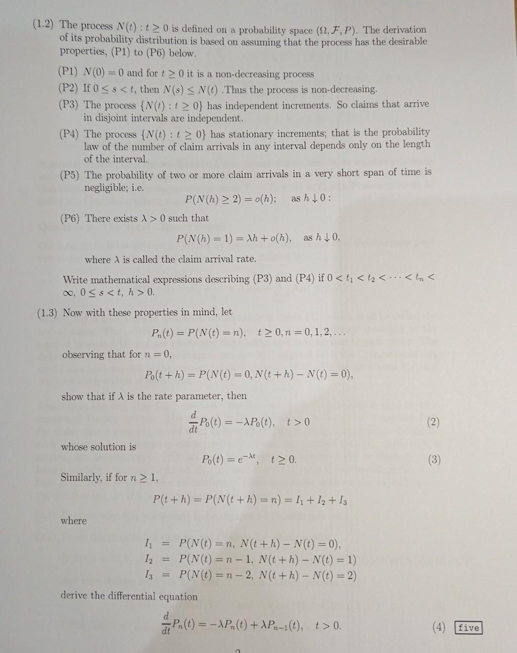 Solved Question 1: The Claim Number Process The claim number | Chegg.com