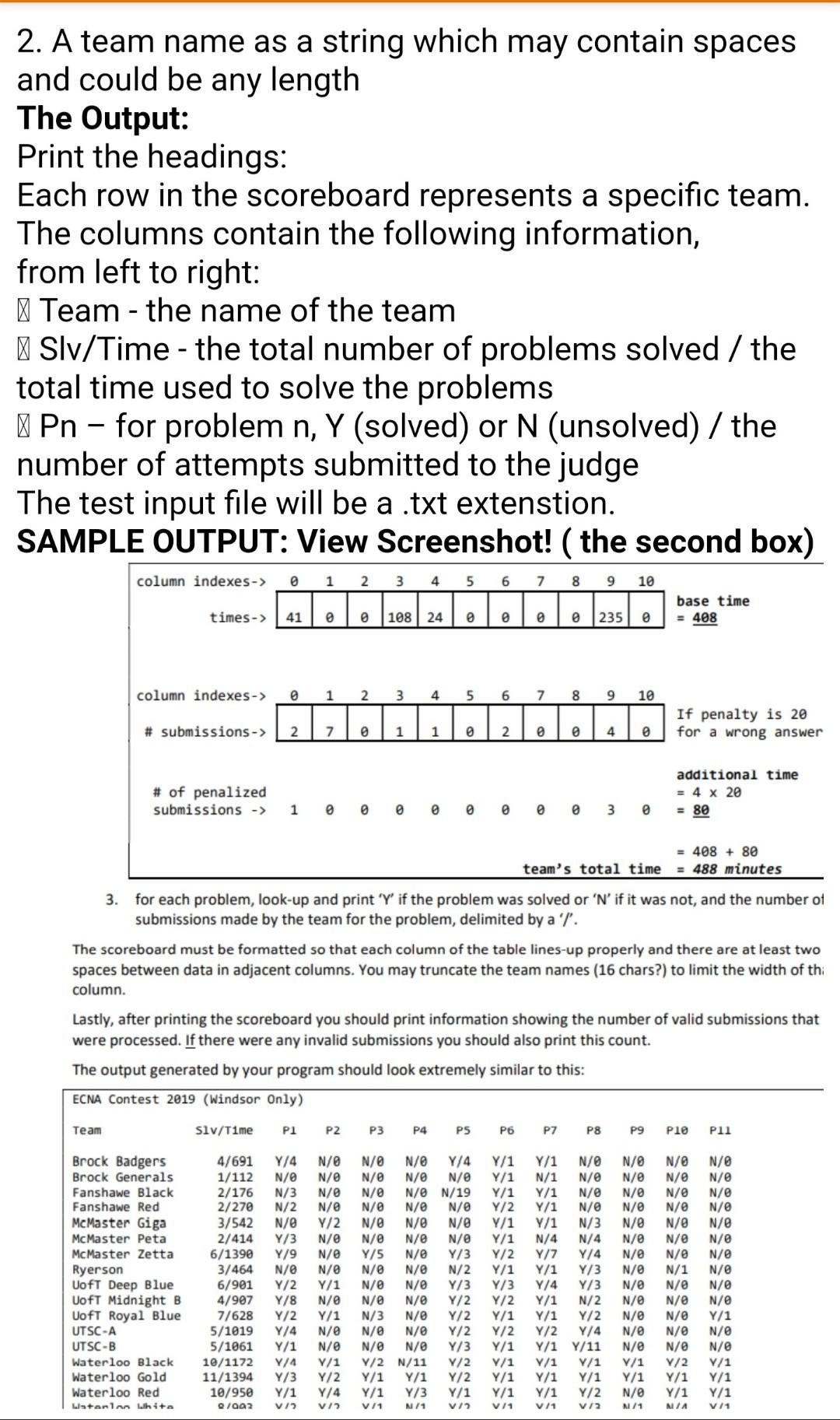 Solved The Problem: Write a programming contest scoreboard. | Chegg.com