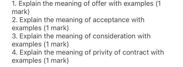 Solved 1. Explain the meaning of offer with examples (1 | Chegg.com