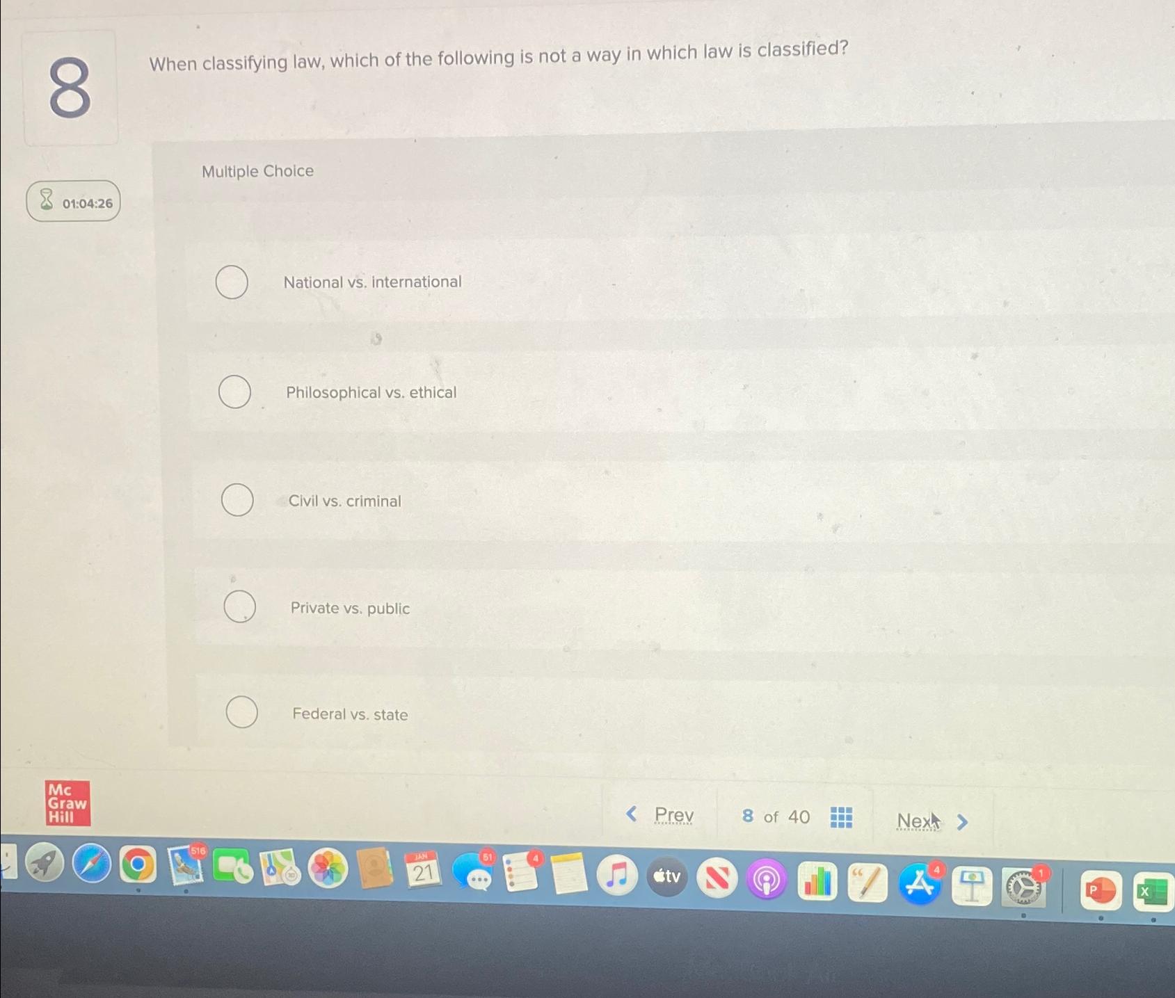 Solved When classifying law, which of the following is not a | Chegg.com