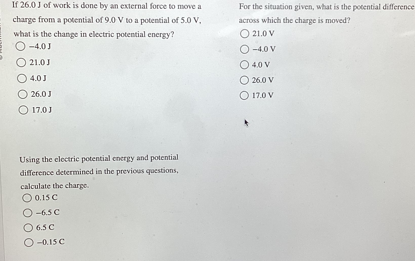 Solved If 26.0J of work is done by an external force to move | Chegg.com