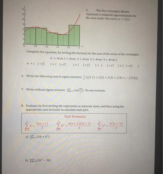 Solved 12 5. The five rectangles shown represent a midpoint | Chegg.com