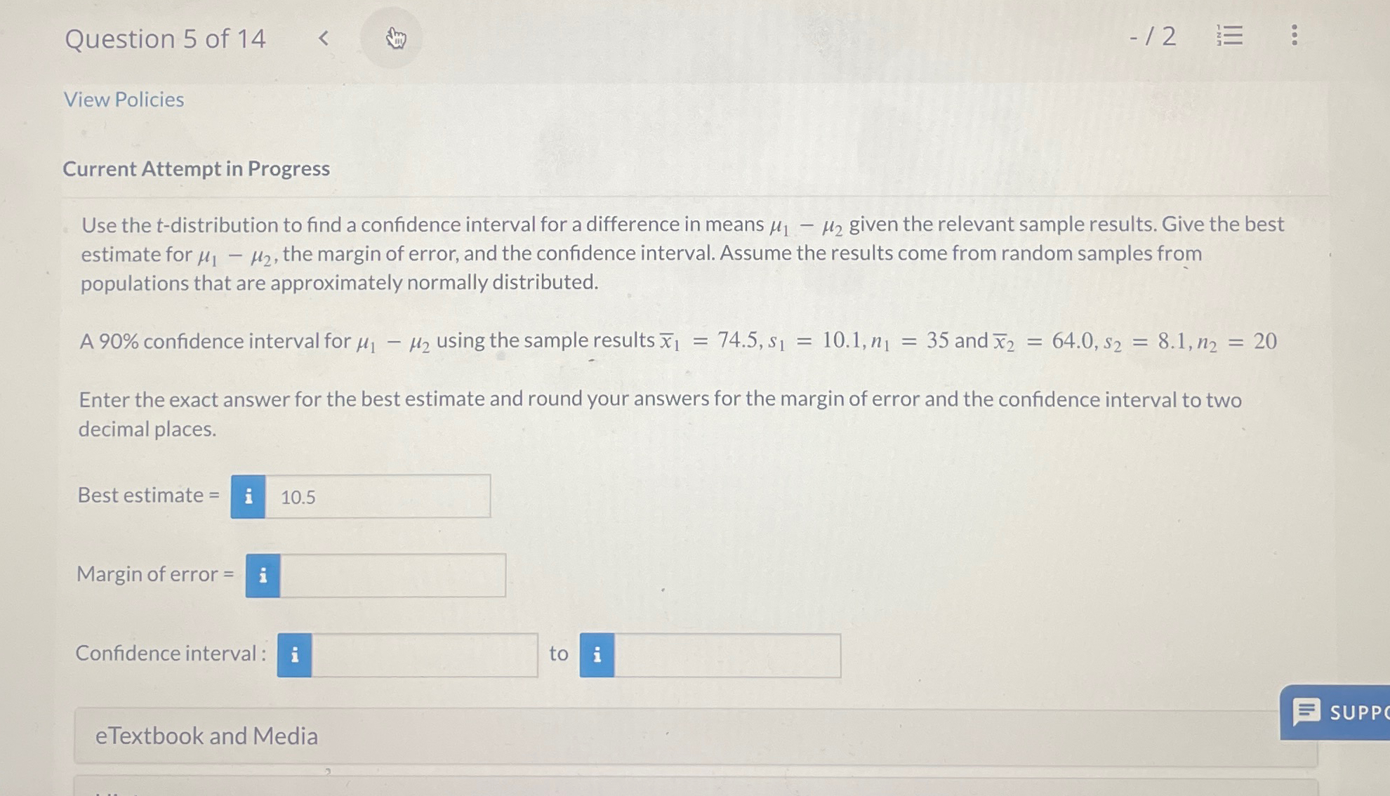 Solved Question 5 ﻿of 14View PoliciesCurrent Attempt in | Chegg.com