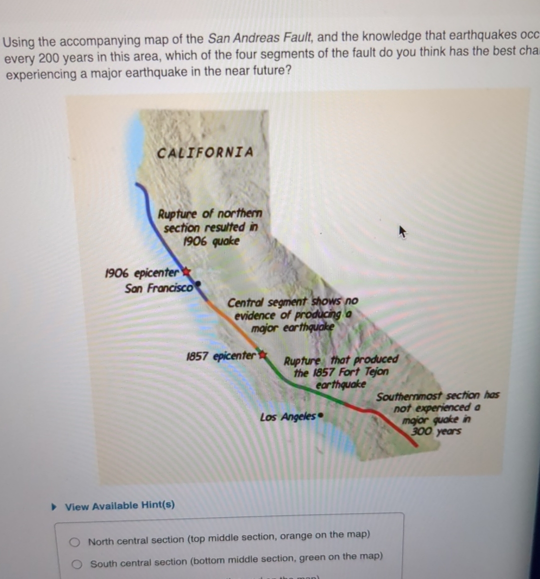 Solved Using the accompanying map of the San Andreas Fault, | Chegg.com