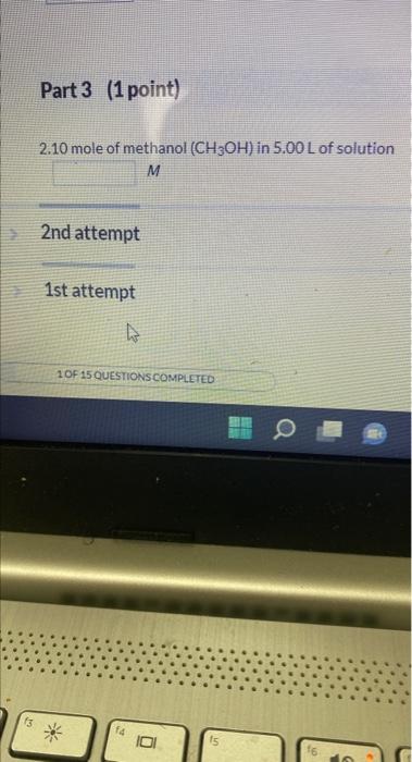 Solved 2.10 mole of methanol (CH3OH) in 5.00 L of solution M | Chegg.com