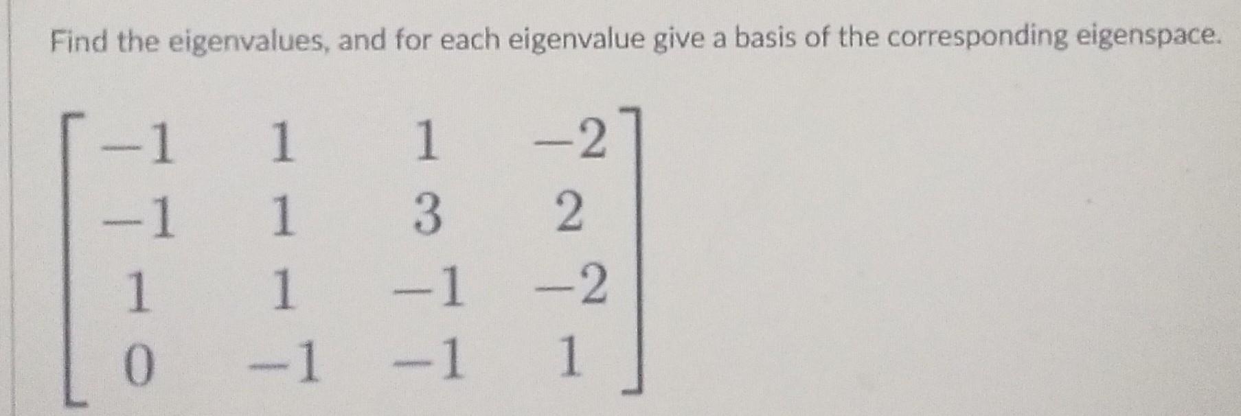 Solved Find the eigenvalues, and for each eigenvalue give a | Chegg.com