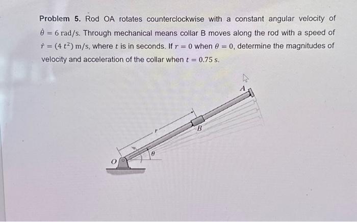 Solved Problem 5. Rod OA rotates counterclockwise with a | Chegg.com Solved Problem 5. Rod OA rotates counterclockwise with a | Chegg.com