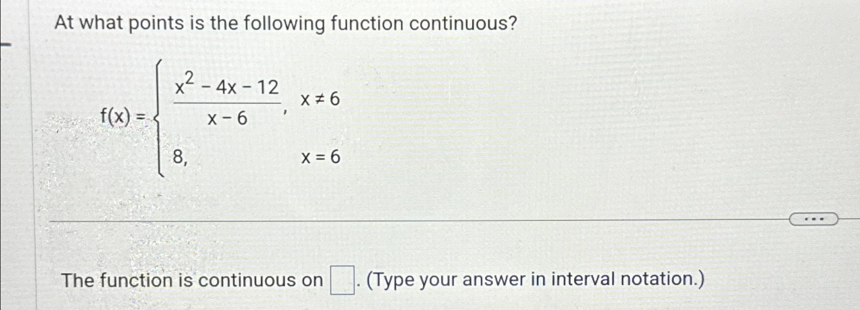 Solved At what points is the following function | Chegg.com