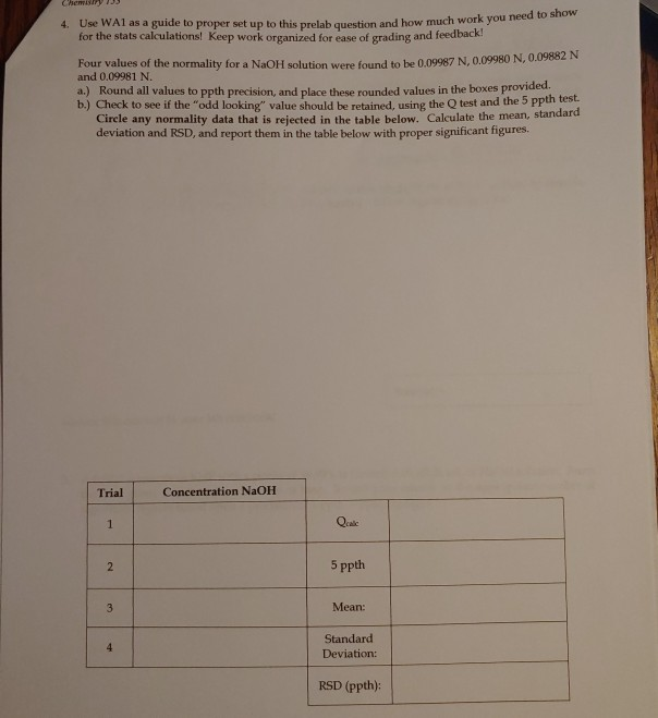 Solved 4. Use WAI as a guide to proper set up to this prelab | Chegg.com