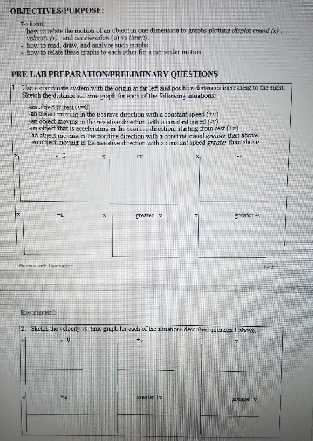 Solved Objectivespurpose To Leam How To Relate The Motion 