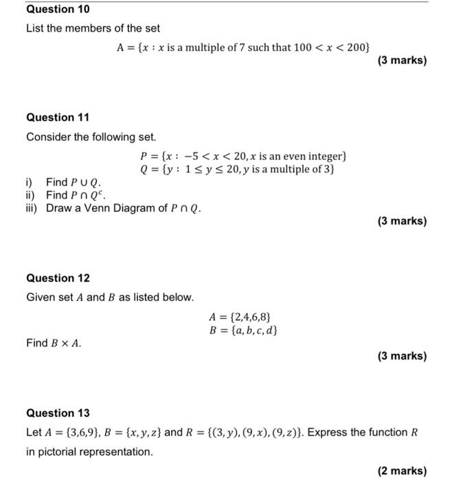 Solved List the members of the set A={x:x is a multiple of 7 | Chegg.com