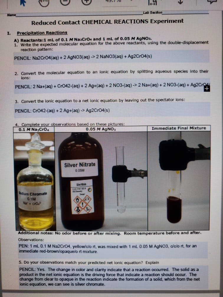 D) 1 mL of 6 M HCl and the mixture from part I.E 1. | Chegg.com