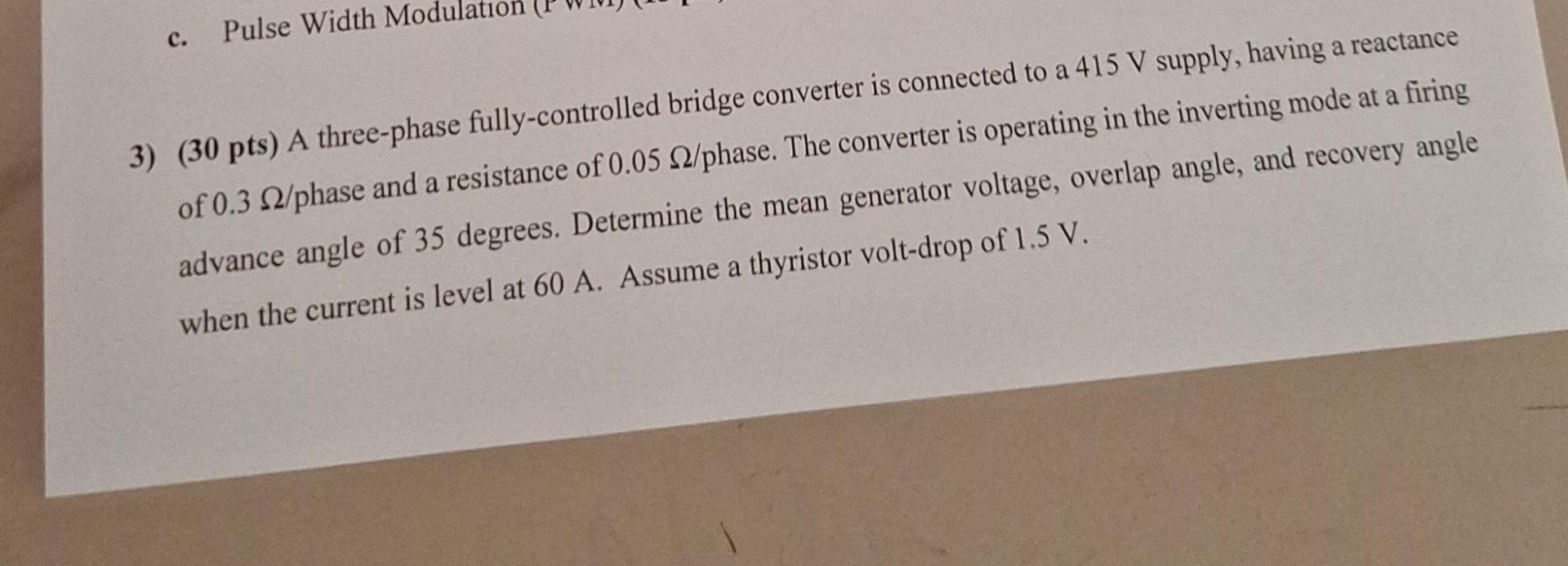 Solved (30 ﻿pts) ﻿A three-phase fully-controlled bridge | Chegg.com
