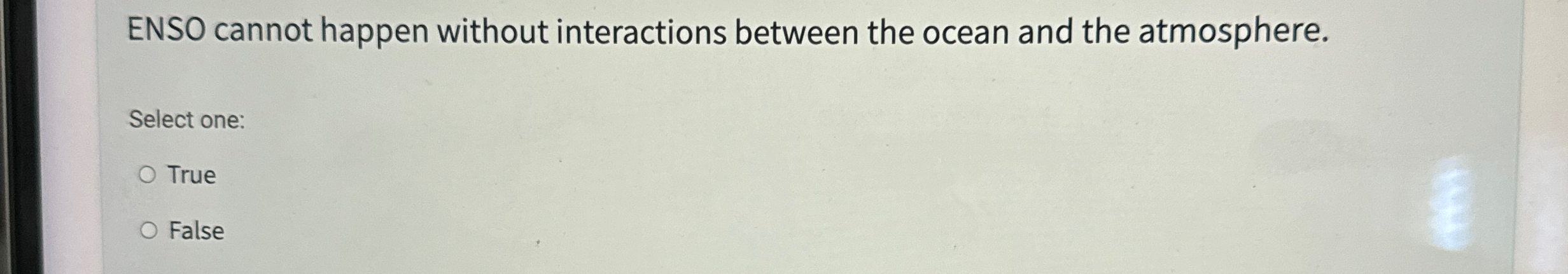 Solved ENSO cannot happen without interactions between the | Chegg.com