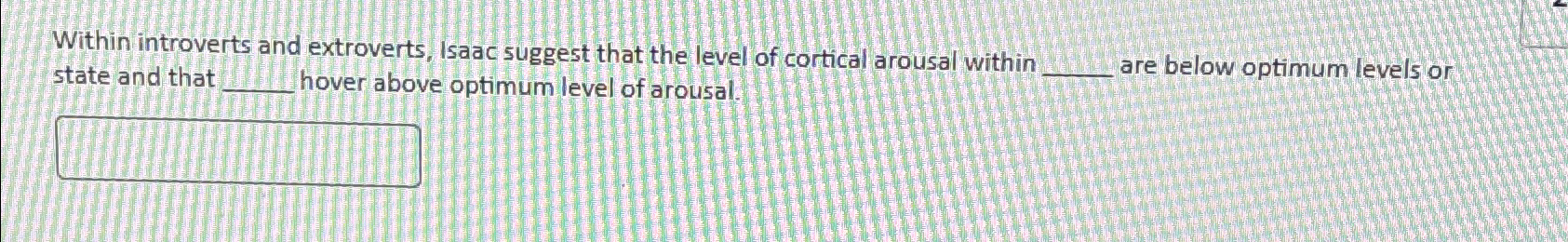 Solved Within introverts and extroverts, Isaac suggest that | Chegg.com