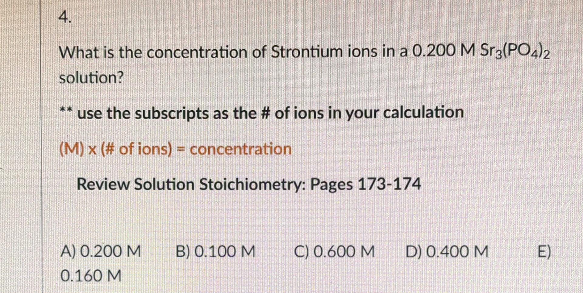 Solved What is the concentration of Strontium ions in a | Chegg.com
