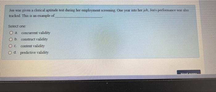 Solved Jen was given a clerical aptitude test during her | Chegg.com