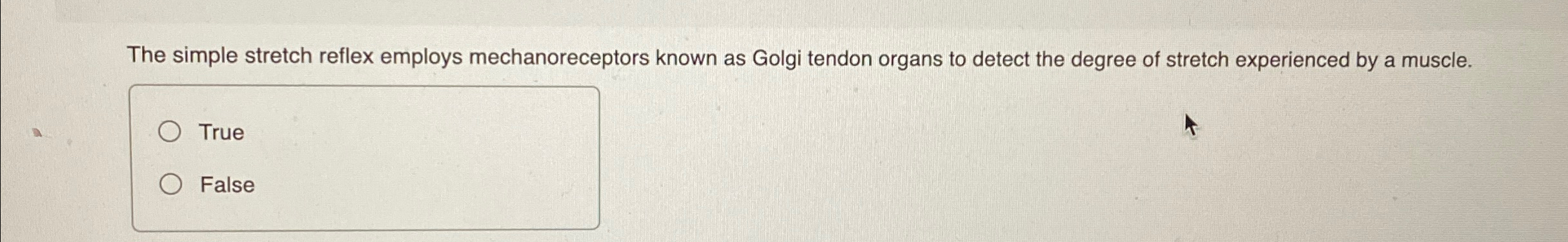 Solved The simple stretch reflex employs mechanoreceptors | Chegg.com