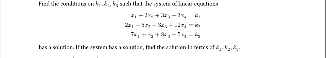 Solved Find the conditions on k1,k2,k3 ﻿such that the system | Chegg.com
