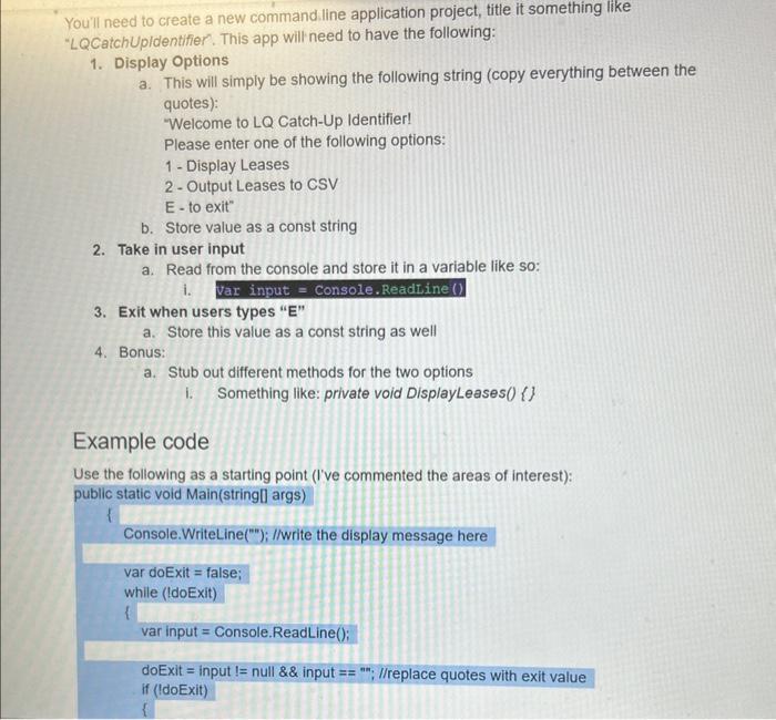 Solved Please help me code the instructions in C#. Please | Chegg.com