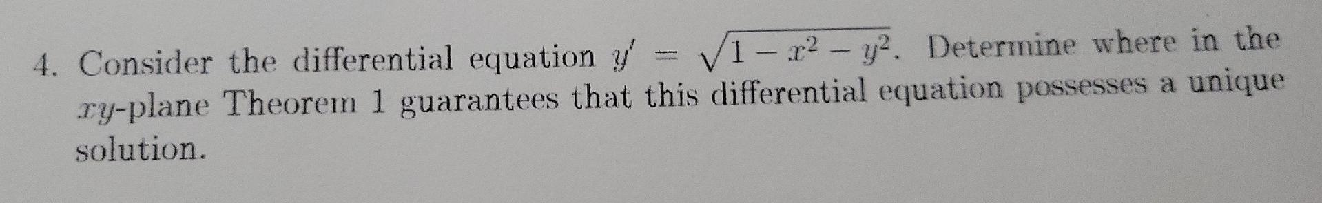 Solved 4. Consider the differential equation y = V1 - 12 - | Chegg.com