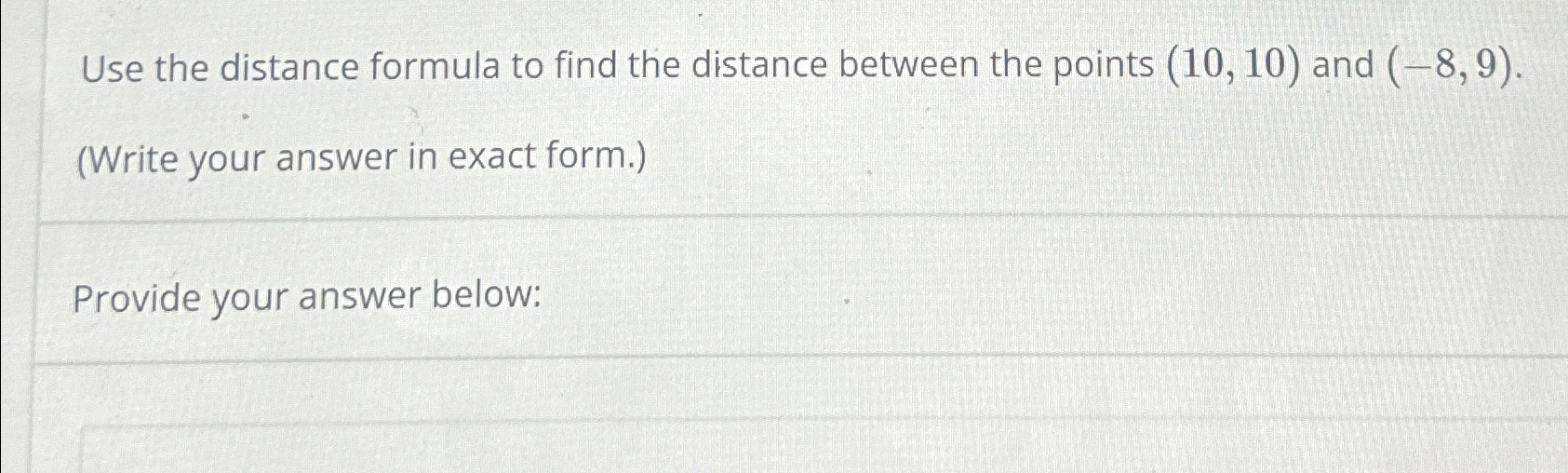 Solved Use the distance formula to find the distance between | Chegg.com