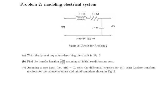 Solved Problem 2: modeling electrical system Figure 2: | Chegg.com