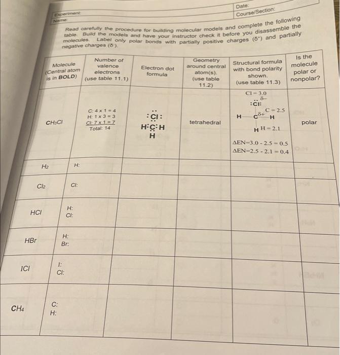 Solved Information for using the Molecular Modol Kits: i. | Chegg.com