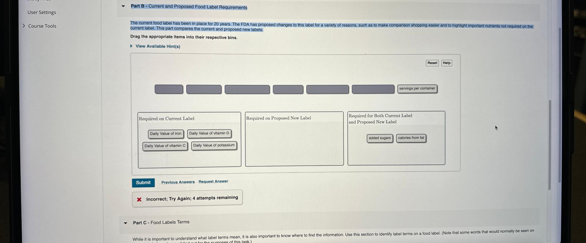 Solved User Settings> ﻿Course ToolsPart B - ﻿Current and | Chegg.com