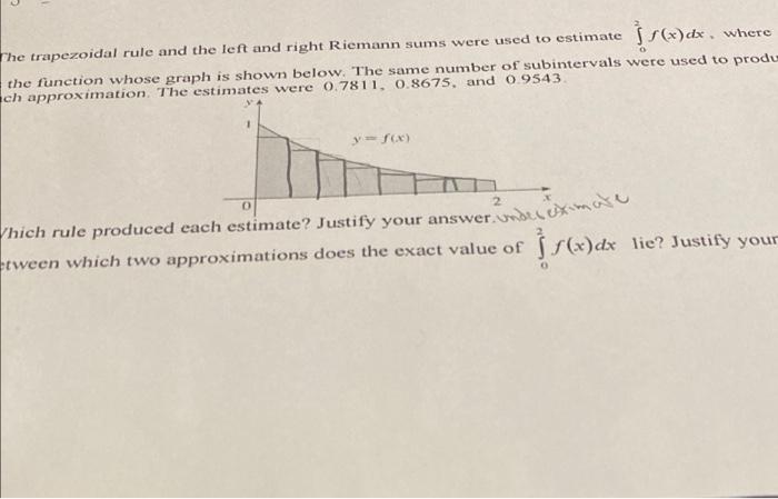 Solved The trapezoidal rule and the left and right Riemann | Chegg.com