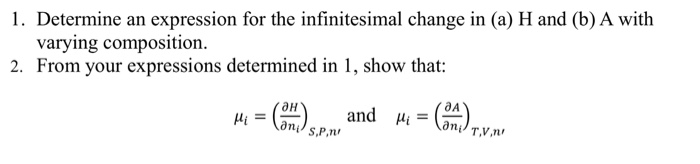 Solved 1. Determine an expression for the infinitesimal | Chegg.com