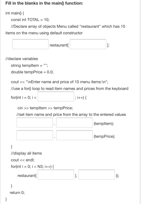 Solved Consider the following class definition: class Menu { | Chegg.com