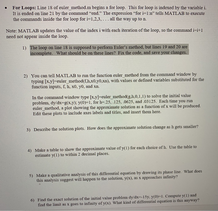 I need 1-6 completed please for Mathlab the Eulers | Chegg.com