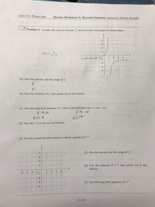 Solved consider the rational function f, whose formula and | Chegg.com