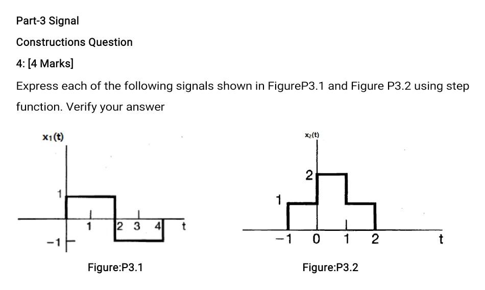 Solved Part-3 Signal Constructions Question 4: [4 Marks] | Chegg.com