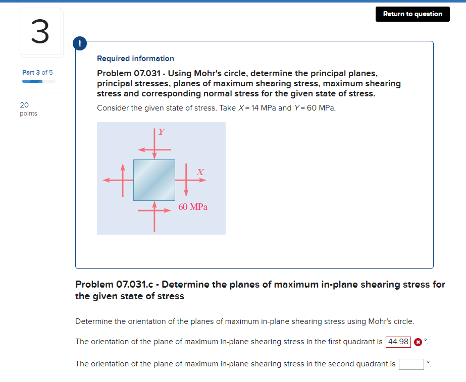 Solved !Required informationProblem 07.031 - ﻿Using Mohr's | Chegg.com
